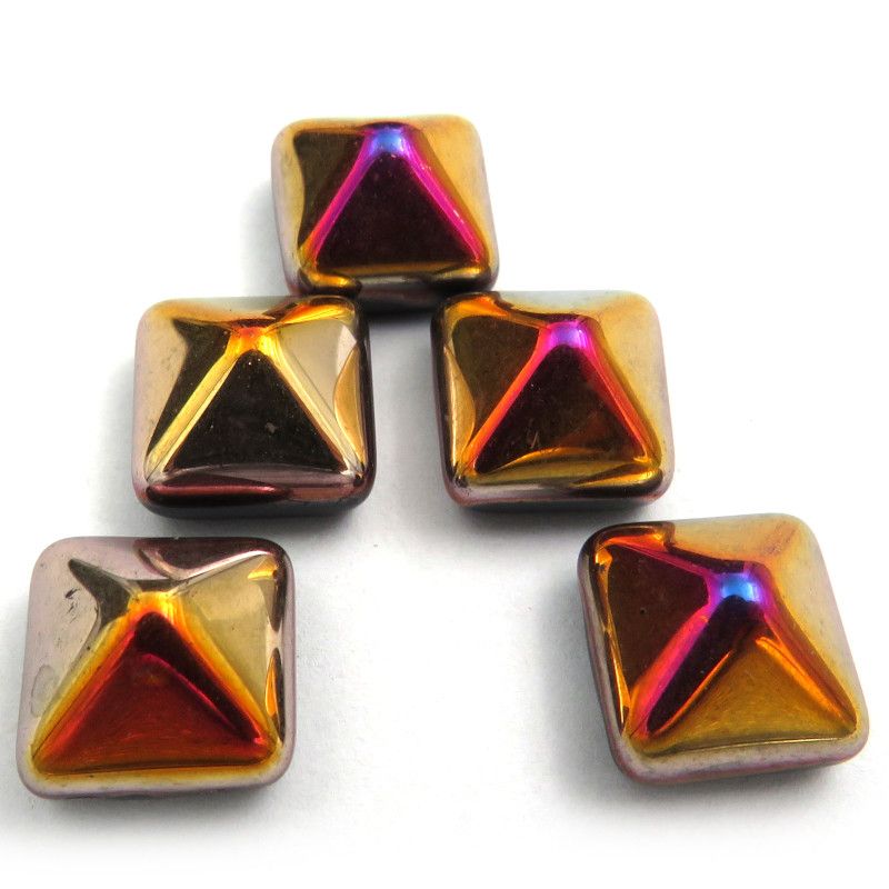 Glass Charms - Pyramid - Black Electric - Set of 5 — Hobby Island UK